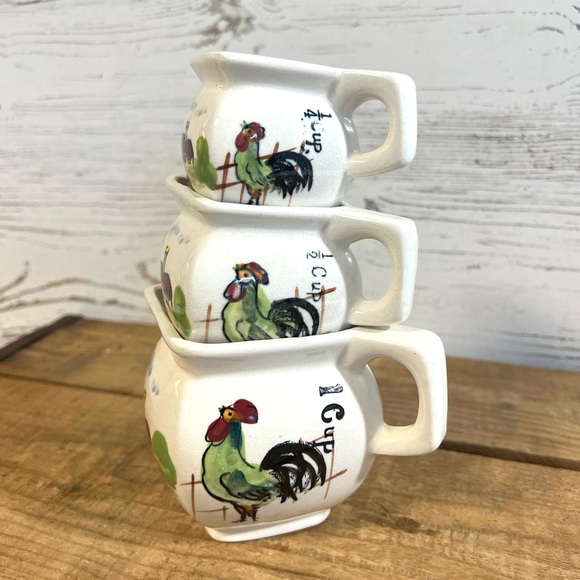 japan | Kitchen | Vintage Measuring Cups Japan Rooster Decor Farmhouse ...
